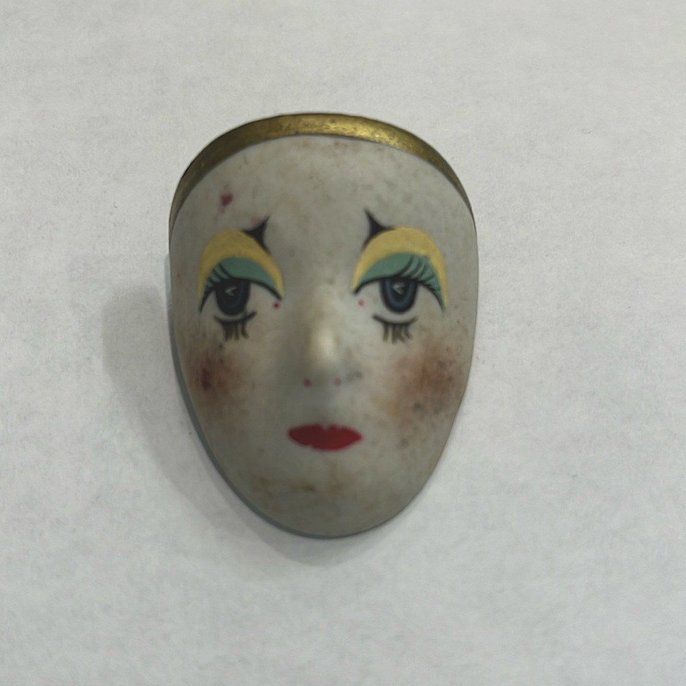 Vintage Porcelain Face Pin - Gem